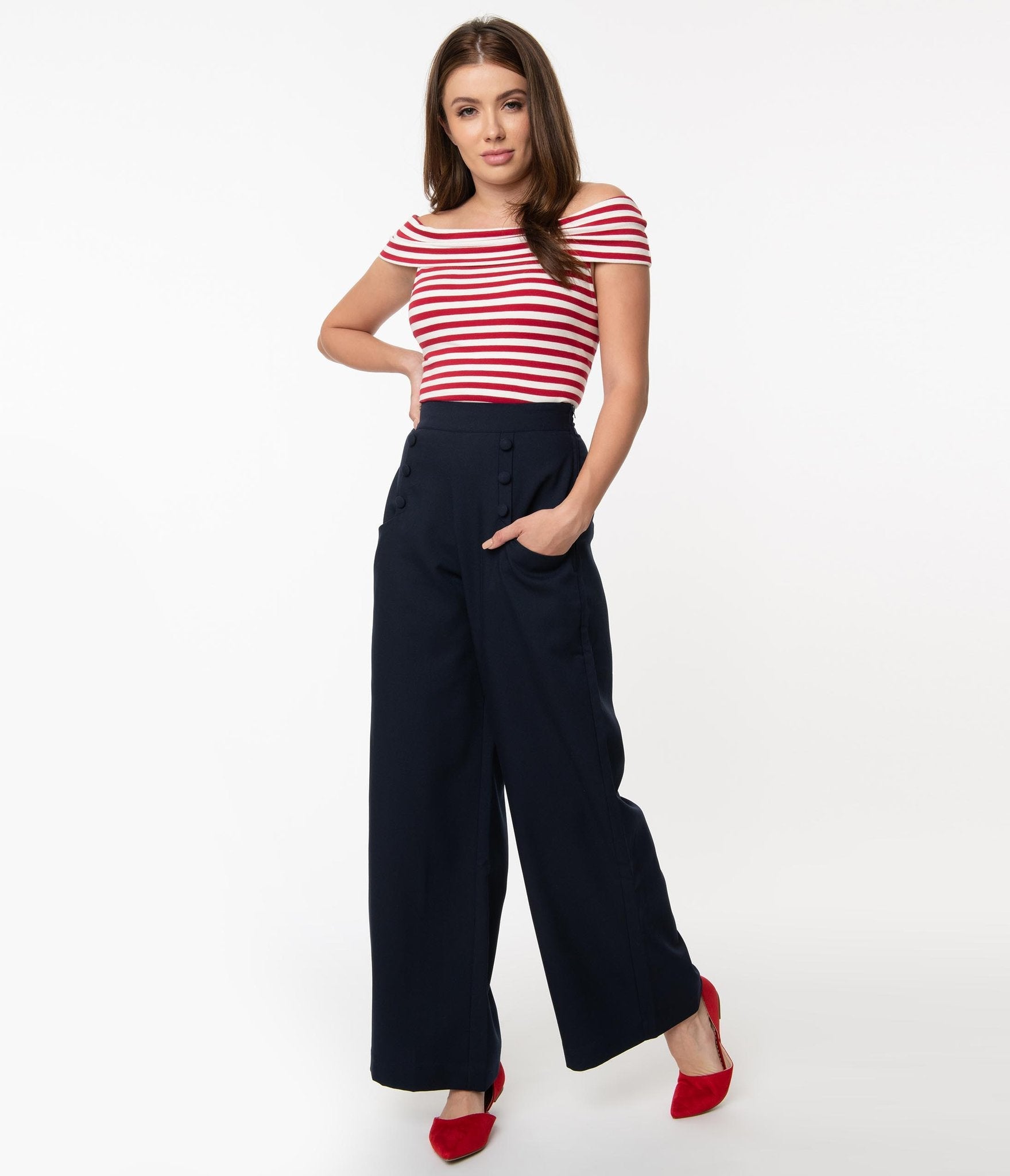 Unique Vintage Ginger Pants Navy – Velvet-Rose's Pin Up Dressing Room