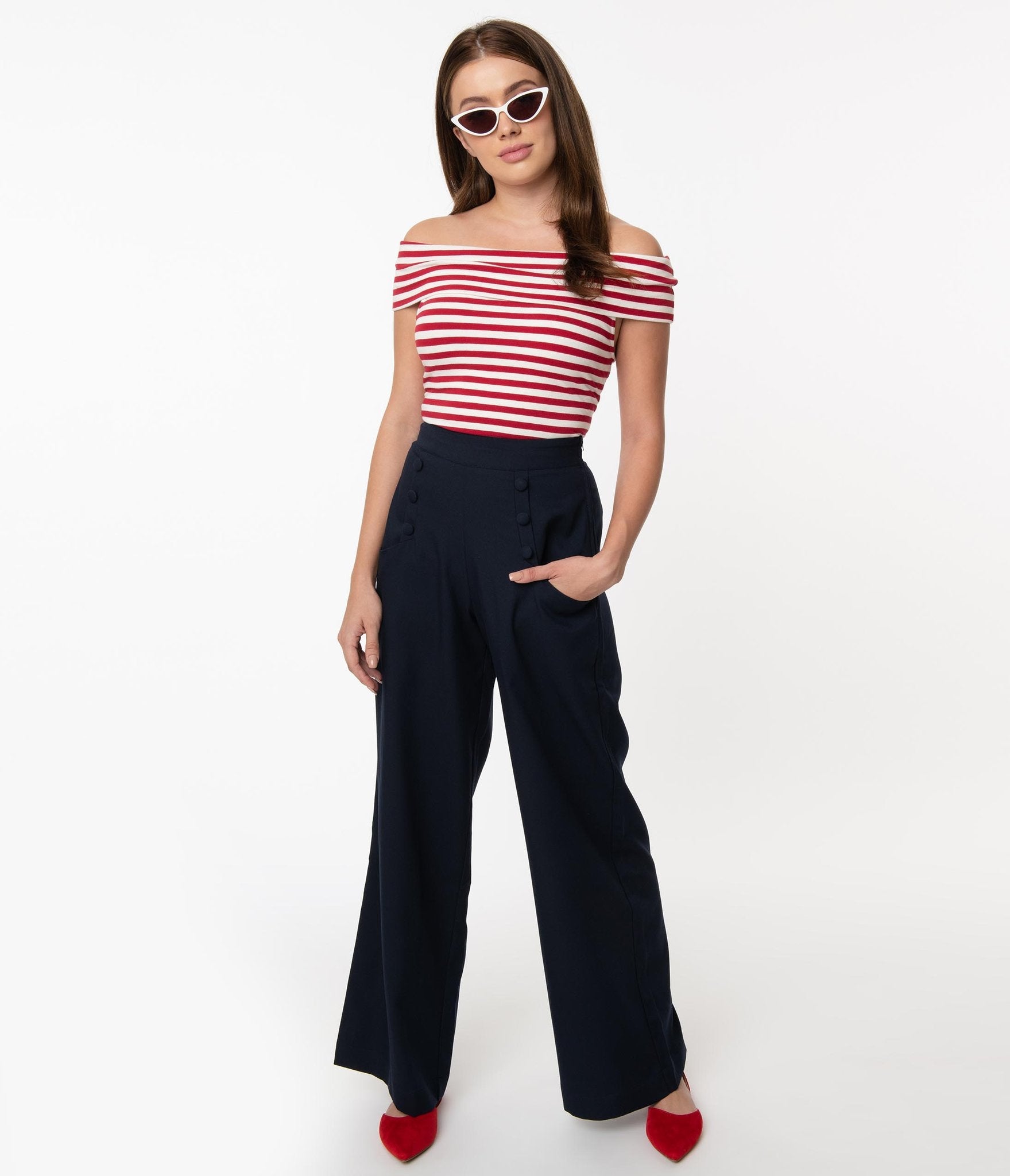 Unique Vintage Ginger Pants Navy – Velvet-Rose's Pin Up Dressing Room