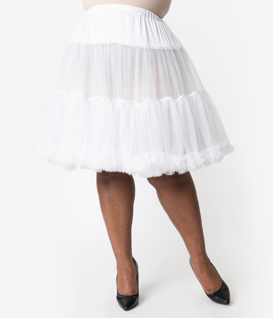 Unique Vintage PLUS SIZE 1950s Style White Ruffled Petticoat Crinoline ...